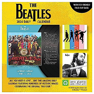 TF PUBLISHING 2024 The Beatles Daily Desktop Calendar | Home and Office Organization | Small Desk Top Calendar | Full-Color Easy Tear-Off Pages | Standing Fold-Out Cardboard Easel for Desks | 5.25”x5.25”