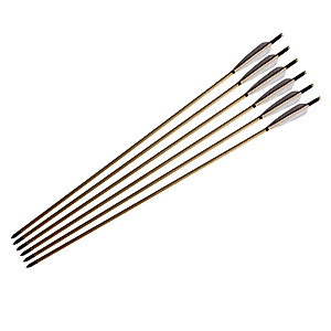 e5e10 33inch Wooden Arrows Handmade Archery Target Arrows with Field Points for Recurve Bow Longbow Hunting Practice with Turkey Feather Fletching 12PACK (White)