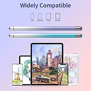Stylus Pens for Touch Screens, 2 in 1 Universal Stylus Pen for iPad，Compatible with All Touch Screen Devices (White Blue/White Purple)