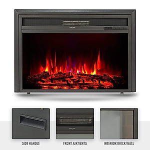 VONLUCE 32 Inch Embedded Space Heater, Recessed Electric Fireplace Insert with 750/1500W Heating Modes, 6 Flame Effects, Remote Control and Thermostat for TV Stands Mantels & Living Room, Black