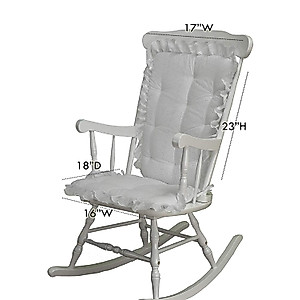 ABABY.COM Rocking Chair Cushion Pad Set - Machine Washable Seat and Seat Back Cushions, Seat Cover or Replacement Pads for Rocker or Glider, White Eyelet