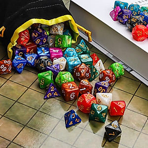 CiaraQ Polyhedral Dice Set with Black Pouches, Compatible with Dungeons and Dragons DND RPG MTG Table Games（105pcs）