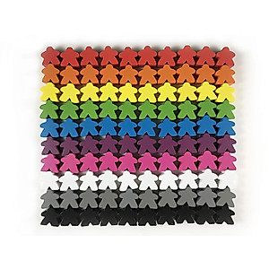 100 Wooden Meeples, Family Games Accessories – Multi-Color Board Game Tokens Ideal for Sorting, Counting, Classrooms, Replacement Pieces, Stocking Stuffer