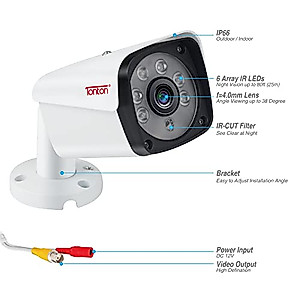 Tonton 4 Pack 1080P Wired CCTV HD Security Analog Bullet Camera Outdoor,Supports HD TVI Model,Aluminum Metal Housing,90° Viewing Angle,Suitable for Hybrid 5 in 1 DVR Recorder