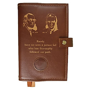 Bill & Bob Double Alcoholics Anonymous AA Big Book & 12 Steps & 12 Traditions Book Cover Medallion Holder Brown
