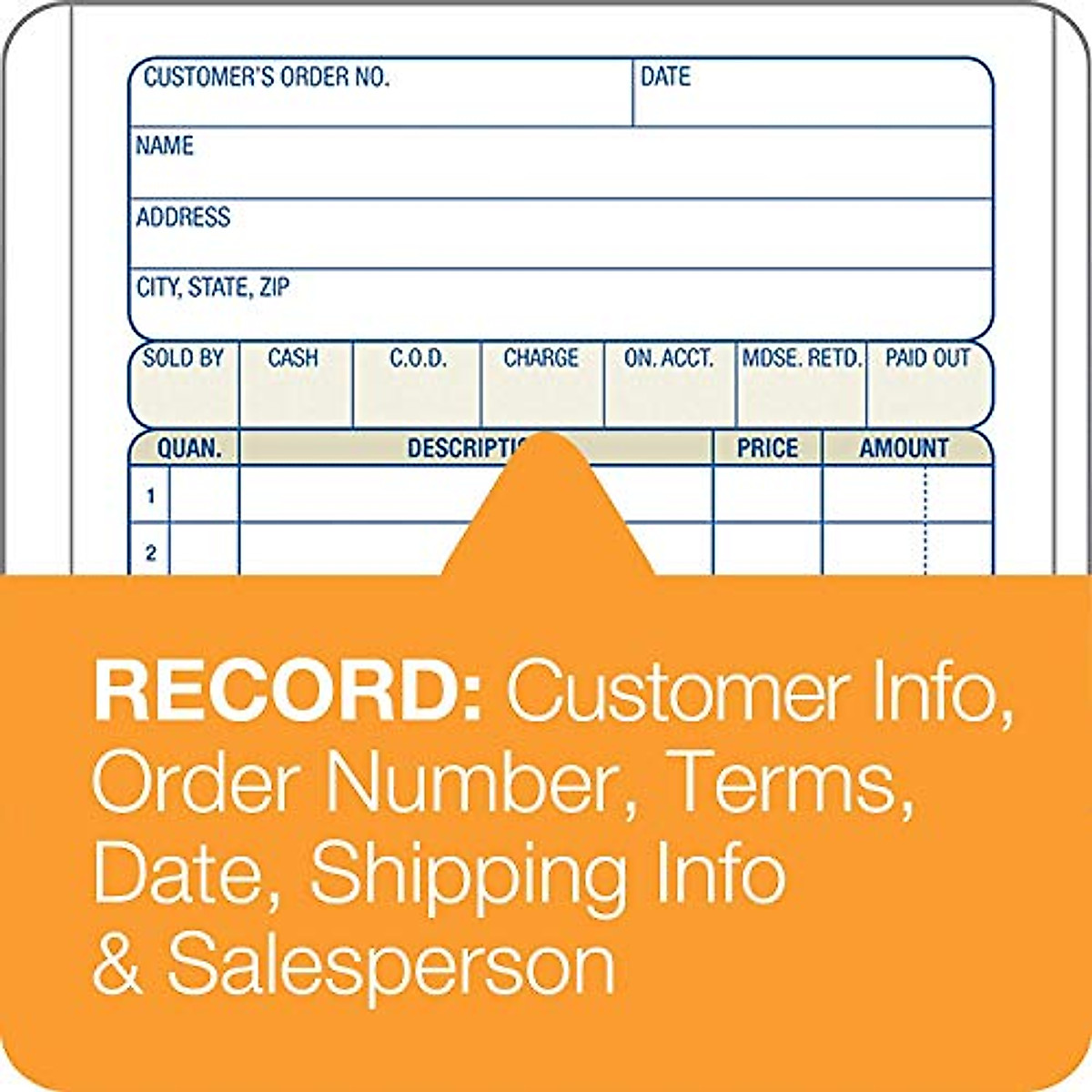 Adams Sales Order Books, 2-Part, Carbonless, White/Canary, 4-3/16 x 7-3/16 Inches, 50 Sets per Book, 6 Books