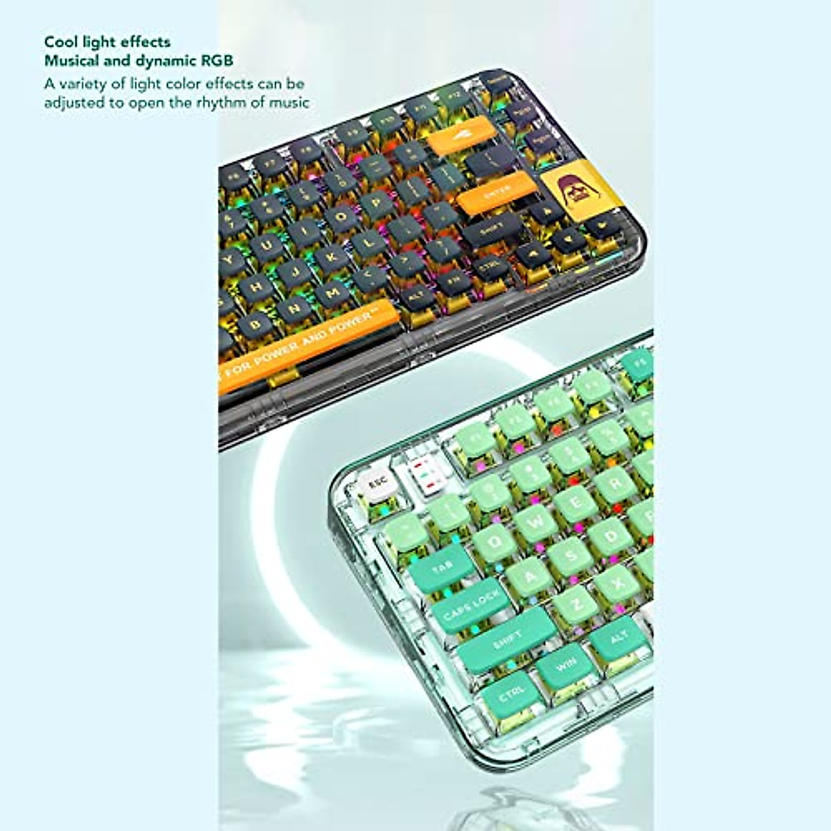 Asixxsix Mechanical Gaming Keyboard, 80 Keys RGB Backlit Wireless Bluetooth PC Keyboard Gasket Structure Rechargeable Wired Keyboard with Transparent Case and 2 Layers Keycaps for Computer (Green)
