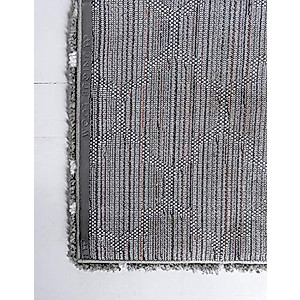 Unique Loom Rabat Shag Collection Area Rug - Marble (5' 1" x 8' Rectangle, Gray/ Ivory)