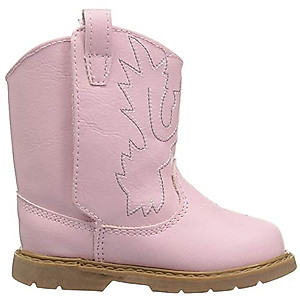 Baby Deer Round Toe Western Boot, White SZ 2