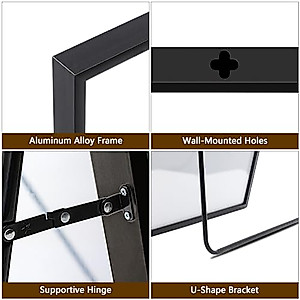 Dolonm 65x22 Inch Full Length Mirror, Modern Design Standing Floor Mirror, Full Body Mirror for Living Room, Bedroom, Bathroom, Cloakroom, Hallway, Black(Aluminum Alloy Frame)