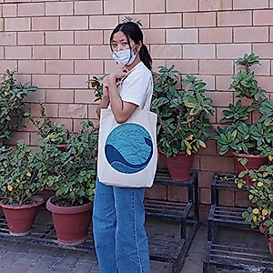 Eco Right Aesthetic Canvas Tote Bag for Women: Spacious, Zippered Closure, Reusable, Ideal for Beach, Shopping, Travel, School, Groceries - Cute & Eco-Friendly Gift for Girls, Teachers, Mothers