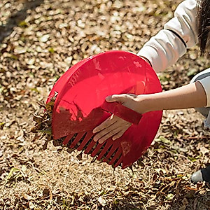 Gardenised Decorative Pair of Leaf Scoops, Hand Rakes for Lawn and Garden Cleanup, Red