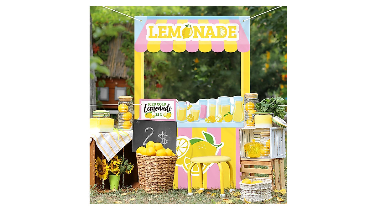 Vansolinne Lemonade Stand Backdrop for Fun Parties