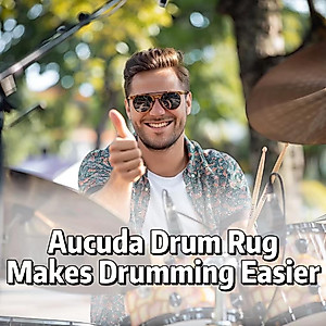 Aucuda Drum Rug 6x6.6 ft Drum Mat Outdoor, Tightly Woven Fabric Cool Drum Set Carpet with Non-Slip Grip Bottom, Electric Drum Accessories for Bedroom, Studio, Apartment, Soundproof, Starry Blue.