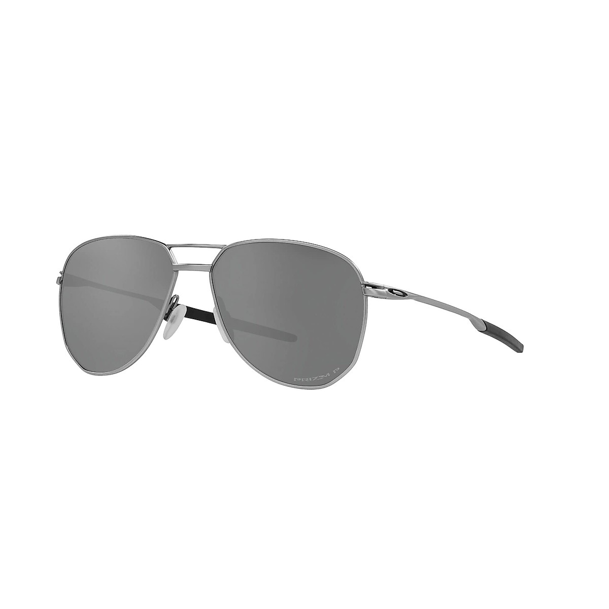Oakley Men's OO6050 Contrail TI Aviator Sunglasses, Satin Chrome/Prizm Black Polarized, 57 mm