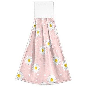 xigua Hand Wowels Pink Daisy Hand Towels for Bathroom Kitchen Hanging Hand Towels Ultra Soft and Highly Absorbent Quick-Dry Hand Towels 18.2x14in