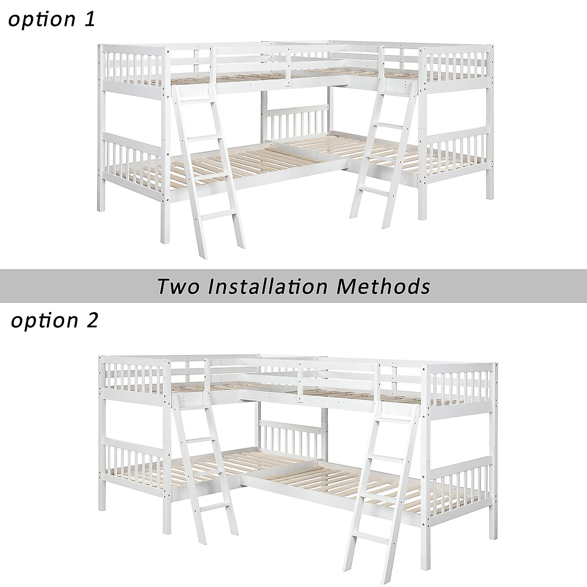 Merax L-Shaped Bunk Bed with Ladder,Twin Size