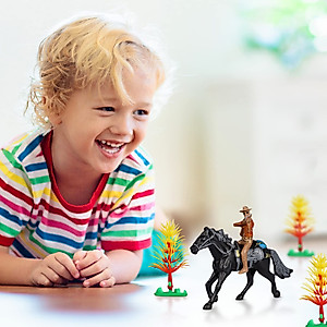 Toddmomy Riding Horse Figurine 4Pcs Action Figure Western Figurines Toys Horse Toys Plastic Horse with Rider for Kids Toddlers Farm Animal Collection