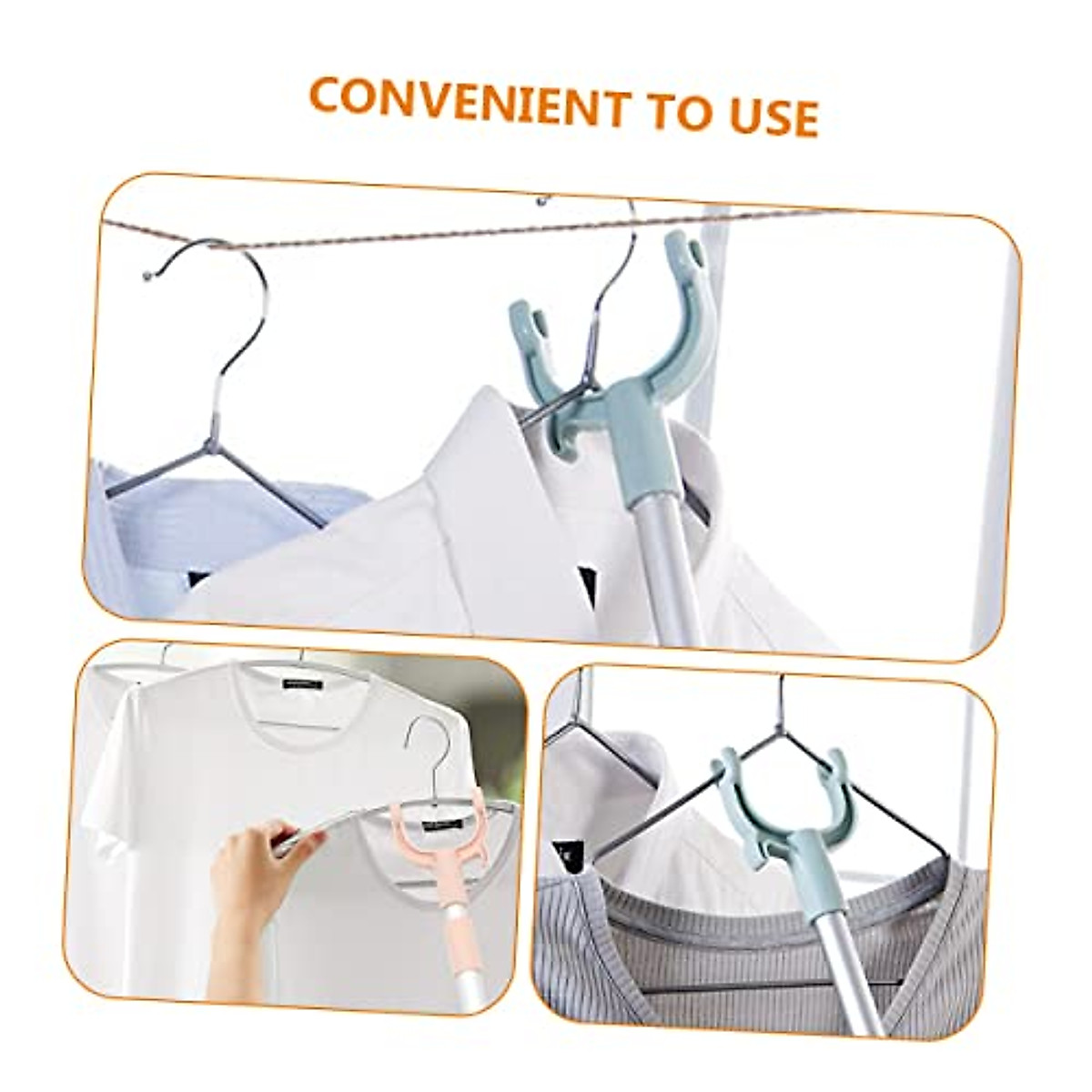 Alipis 2pcs Clothing Racks for Home Heavy Duty Hook Ceiling Hangers Clothesline Retractable Clothesline Outdoor Retractable Clothes Rods Adjustable Clothes Pole Extended Closet Pole Props