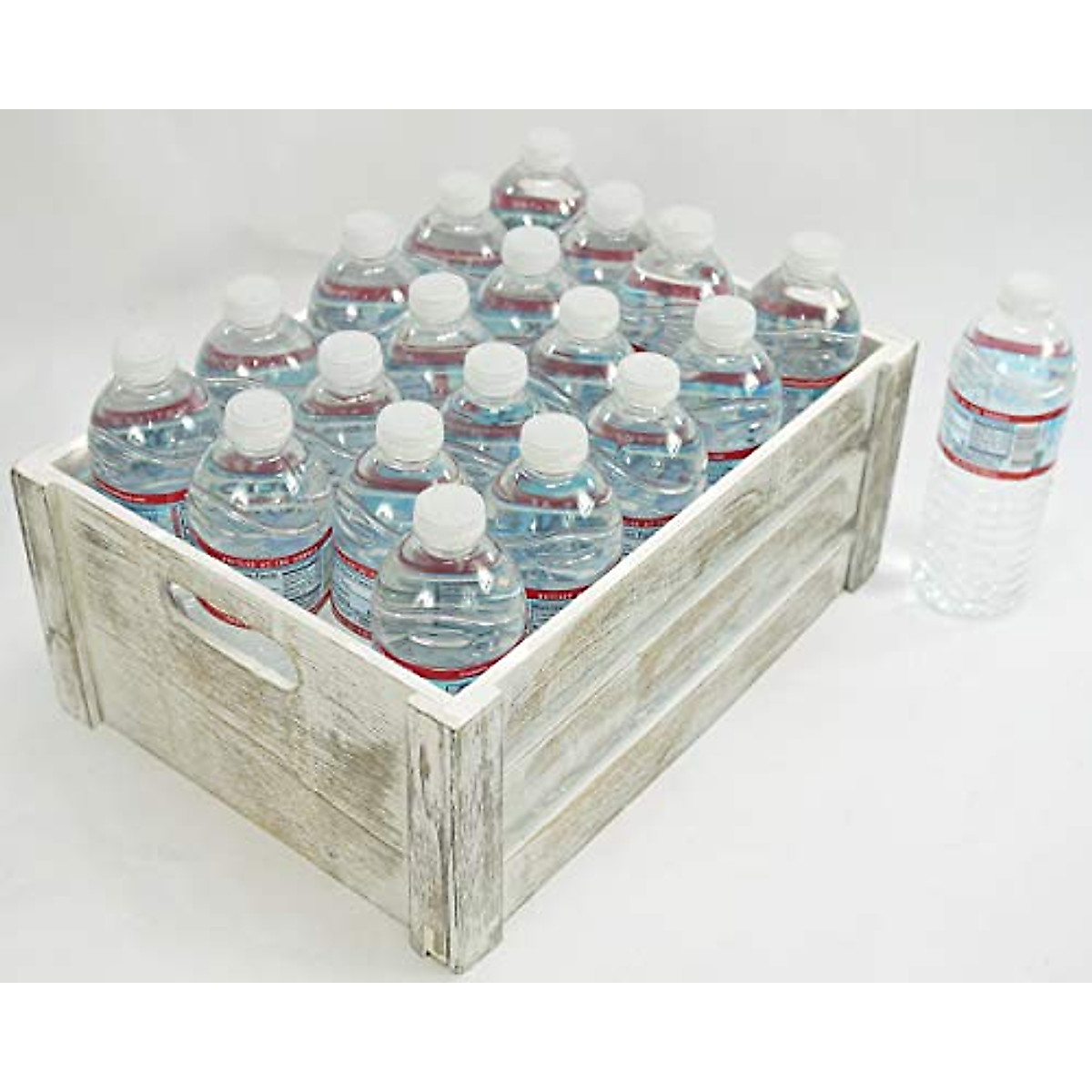 Admired By Nature Rustic White Set of 3 Distressed Decorative Wood Crates Storage Container