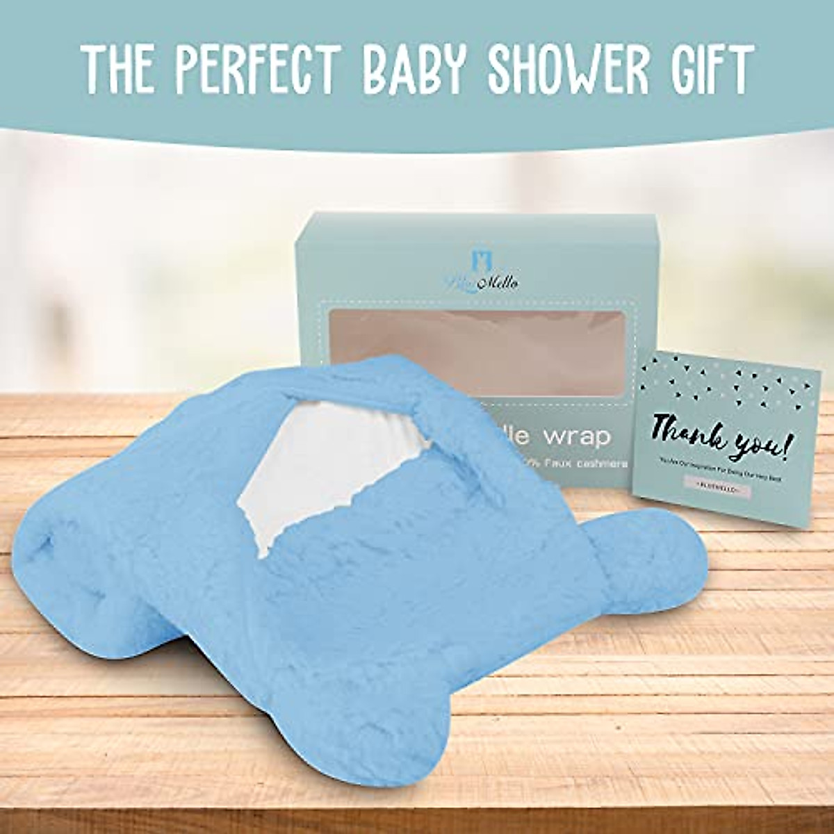 BlueMello Baby Swaddle Blanket | Ultra-Soft Plush Essential for Boys 0-6 Months | Receiving Swaddling Wrap Blue | Ideal for Infant Accessories and Newborn Registry | Perfect Baby Girl Shower Gift