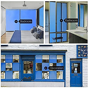 HIDBEA Frosted Window Privacy Film - Non Adhesive Static Cling Glass Stickers Sun UV Blocking Heat Control Door Covering Decals for Home Office(17.5 x 78.7 Inch, Frosted Blue)