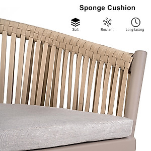 PURPLE LEAF 7 Pieces Outdoor Dining Set with Patio Aluminium Dining Table and Wicker Rattan Chairs Modern Furniture Cushions Sets for Backyard Indoor Decor Kitchen Champagne