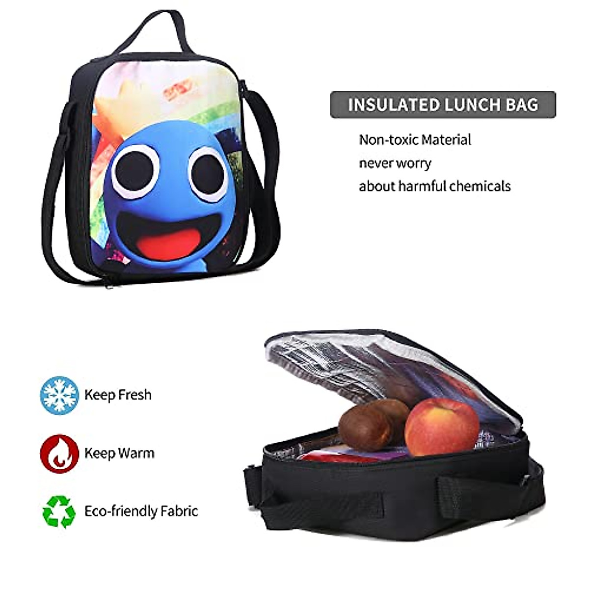 ZORRET Blue Friend Backpack For School Bookbag For Kids & Boys & Teen Girls 3 Pc Set Rucksack With Lunch Box & Pencil Case Kawaii Cute Waterproof Laptop Trave Backpack (17 Inch)