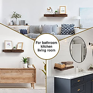 YICOCHI Floating Shelf with Drawer, Rustic Floating Nightstand Wall Mount, Wood Farmhouse Bedside Wall Shelf for Bedroom