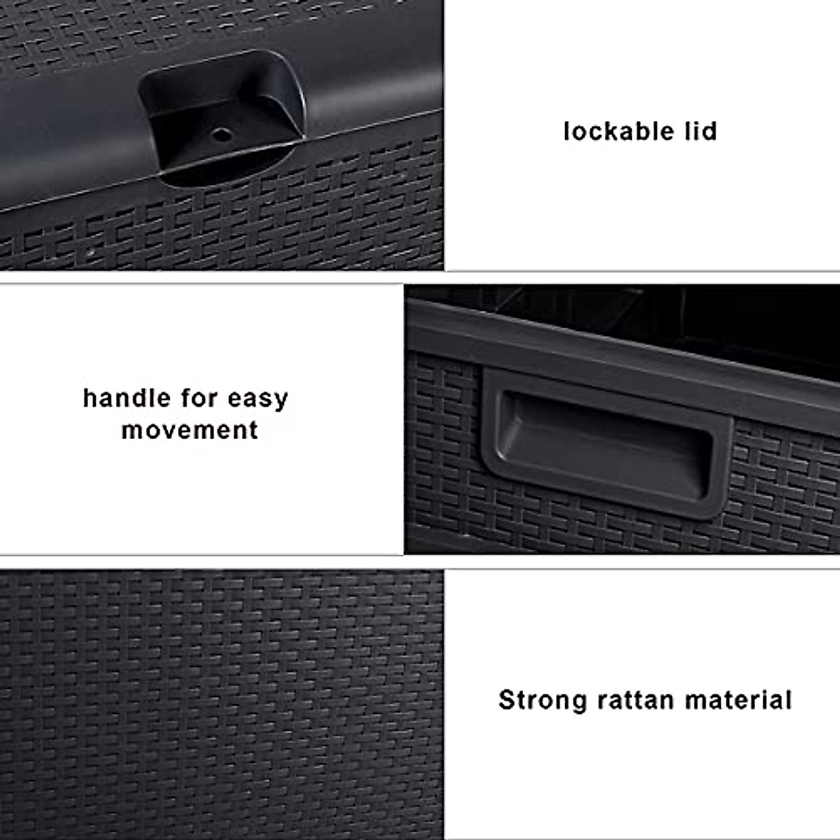 120 Gallon Large Resin Deck Box, Outdoor Organization Storage Container, Garden Storage Chest Lockable Seat for Patio Furniture, Tools (Black)