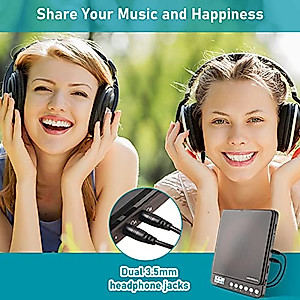 CD Player Portable, MONODEAL Portable Rechargeable CD Player with Dual Headphones Jack, Small Anti-Skip CD Player for Car/Travel/Home Portable, Personal CD Player for Adults Kids (Dark Brown)