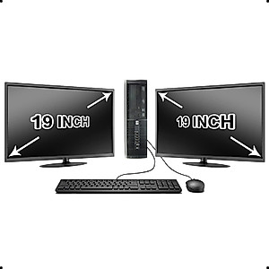 HP Elite Desktop Computer, Intel Core 2 Duo 2.9 GHz, 8 GB RAM, 1 TB SATA HDD, Keyboard & Mouse, WiFi, Dual 19in LCD Monitors (Brands Vary), DVD, Windows 10 (Renewed)