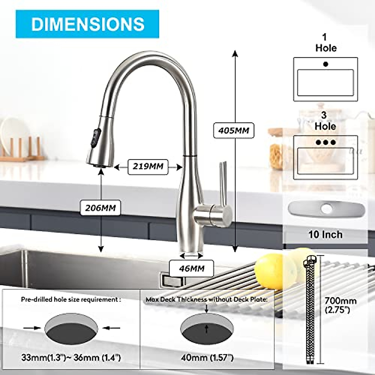 CREA Touch Kitchen Faucet with Pull Out Sprayer, Touch-on Activated Kitchen Sink Faucet Single Handle RV Uitility Laundry Outdoor Faucet with Deck Plate