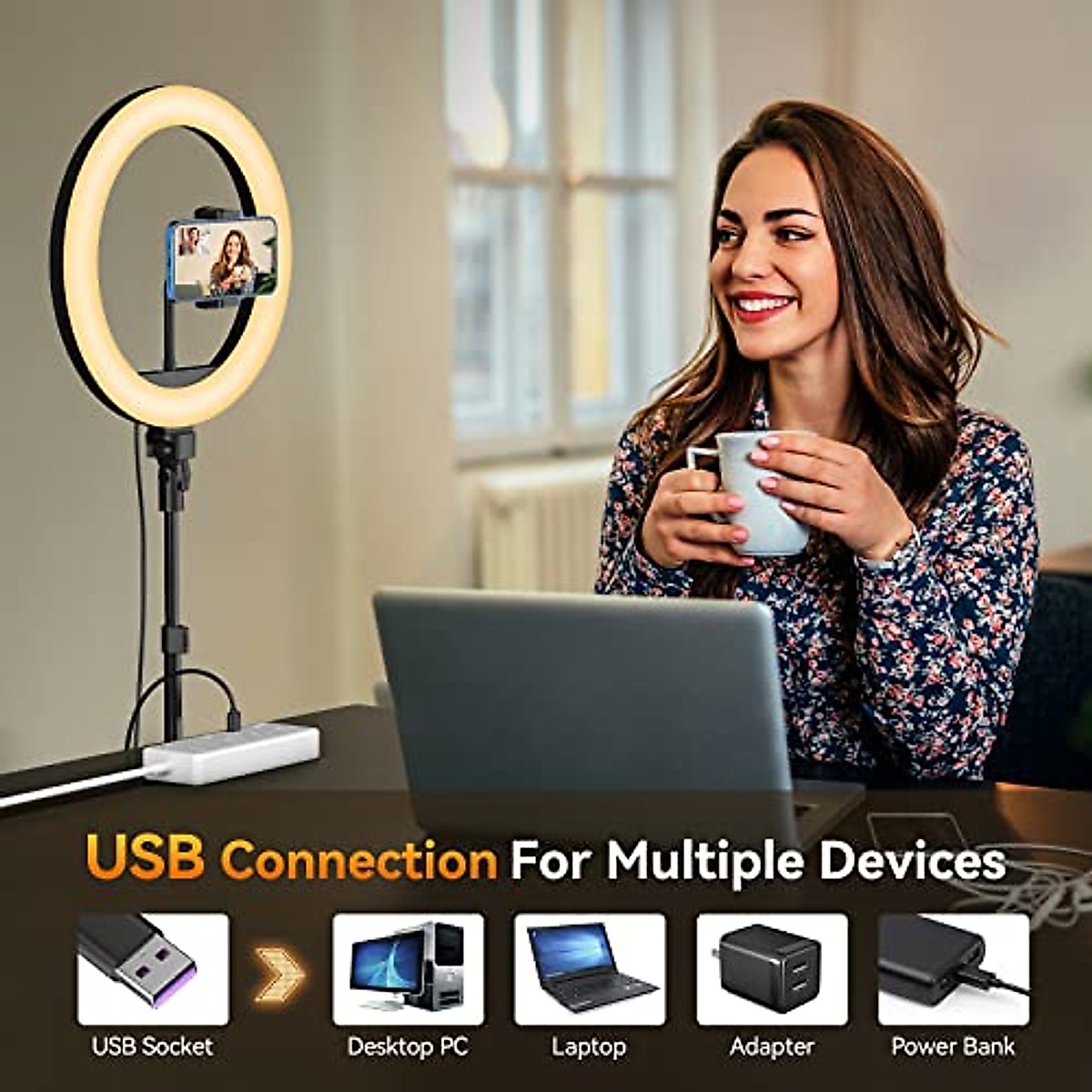 TODI 12" Ring Light with 63" extendable Tripod Stand, Selfie Ring Light with Phone Holder and Wireless Remote, 【2-in-1】 Dimmable LED Ring Light & Selfie Stick for Makeup/Live Stream/Photography