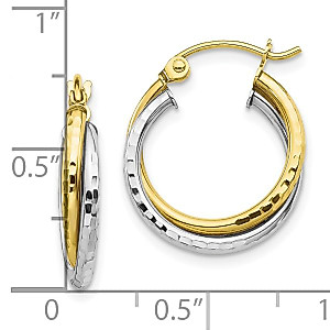 10K Two Tone Gold Twisted Hoop Earrings