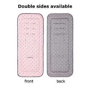 Baby Stroller Seat Liner Kids Pushchair Seat Cushion Mat Universal Breathable Stroller Liner Insert Stroller Cushion Pad Thick Cotton Stroller Liner Seat Pad Cover for (Pink&Gray)