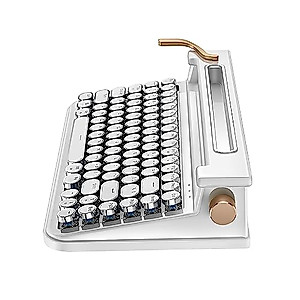 FINEDAY Keyboard 3.0, Blue Switch, Retro Mechanical Keyboard, Typewriter Designed, Bluetooth 5.0 & USB up to 4 Devices, for Desktop PC/Laptop Mac/Phone (83 ABS Keycap - White)