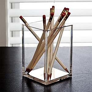 2 Pack Clear Acrylic Pencil Pen Holder Cup, Makeup Brush Holder Acrylic Desk Accessories
