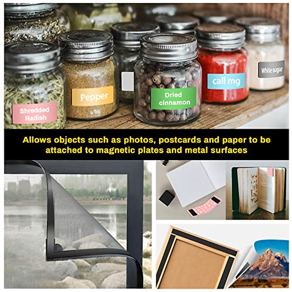 Magnetic Tape Strips with Adhesive Backing - Magnetic Strip SUKH Magnet Band Strong Adhesive Cuttable Magnetic Sheets Magnets Perfect for DIY, Art Projects,Whiteboards,Fridge Organization Classroom