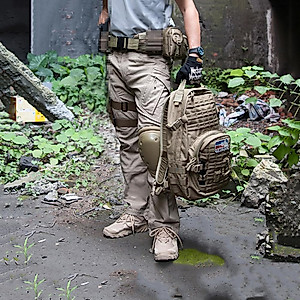 CARWORNIC Gear Men's Hiking Tactical Pants Lightweight Cotton Outdoor Military Combat Cargo Trousers Khaki