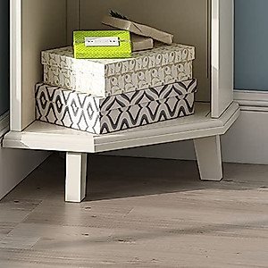 WILK 5-Layer Cube Corner Bookshelf Solid Wood Corner Bookcase, White, 15.7(L) x 15.7(W) x 71.7(H)