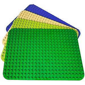 Apostrophe Games Large Building Blocks Base Plates Compatible with All Major Brands – 15 x 10 Inches for Construction Bricks – 4-Pack Multicolor for Table and Floor Use, STEM Learning