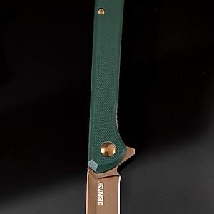 Dispatch Tactical Folding Pocket Knife with D2 Titanium Sanding Blade and Non-Slip Green G10 Handle, for Survival Outdoor Hunting Camping Hiking EDC Tool Gifts for Women Men