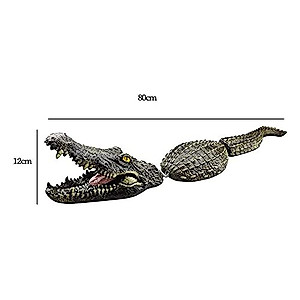 ZWIFEJIANQ Creative Resin Floating Crocodile Hippo Scary Statue,Garden Decorations,Animal Figurines Water Pond Decoy for Pool Pond Garden (Green)