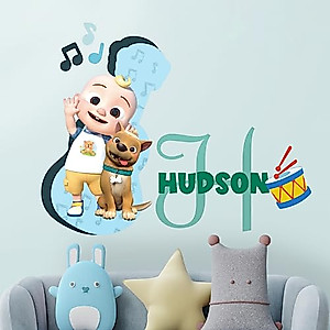Multiple Font Custom Name & Initial JJ CoComelon Kids Wall Decor | EGD X CoComelon Series | Personalized Wall Decal for Baby Girl or Boy | Multiple Sizes and Color Options