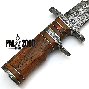 PAL 2000 KNIVES HUN-9157 Handmade Damascus Steel 15 Inches Knife With Sheath Twist Pattern