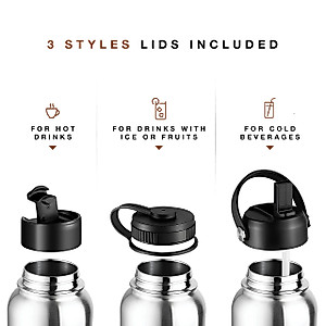 Brewberry Stainless Steel Insulated Water Bottle and Travel Mug for Hot and Cold Beverages, Wide Mouth, Double Wall Insulated Hydration Sports Water Bottle for Hiking, Biking, Outdoor, 40 OZ BPA Free