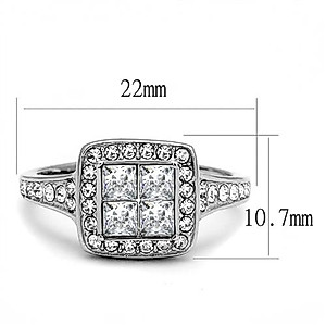 Marimor Jewelry Women's 1.06 Carat Princess and Round Cut Cubic Zirconia Stainless Steel Engagement Ring Size 9