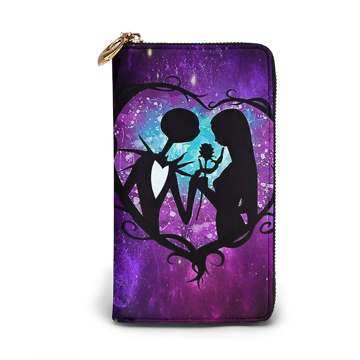 Tawoao Nightmare Before Christmas Purse Gifts Womens Small Wallet Ladies Wristlet Clutch RFID Blocking Genuine Leather Zip Purse
