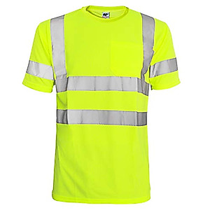 Hi Vis T Shirt ANSI Class 3 Reflective Safety Lime Short Sleeve HIGH Visibility (L)
